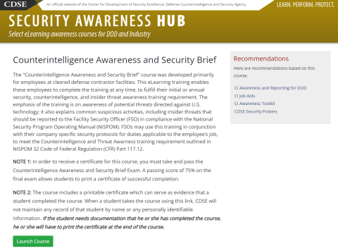Counterintelligence Awareness and Security Brief 2024 | Patriot ...